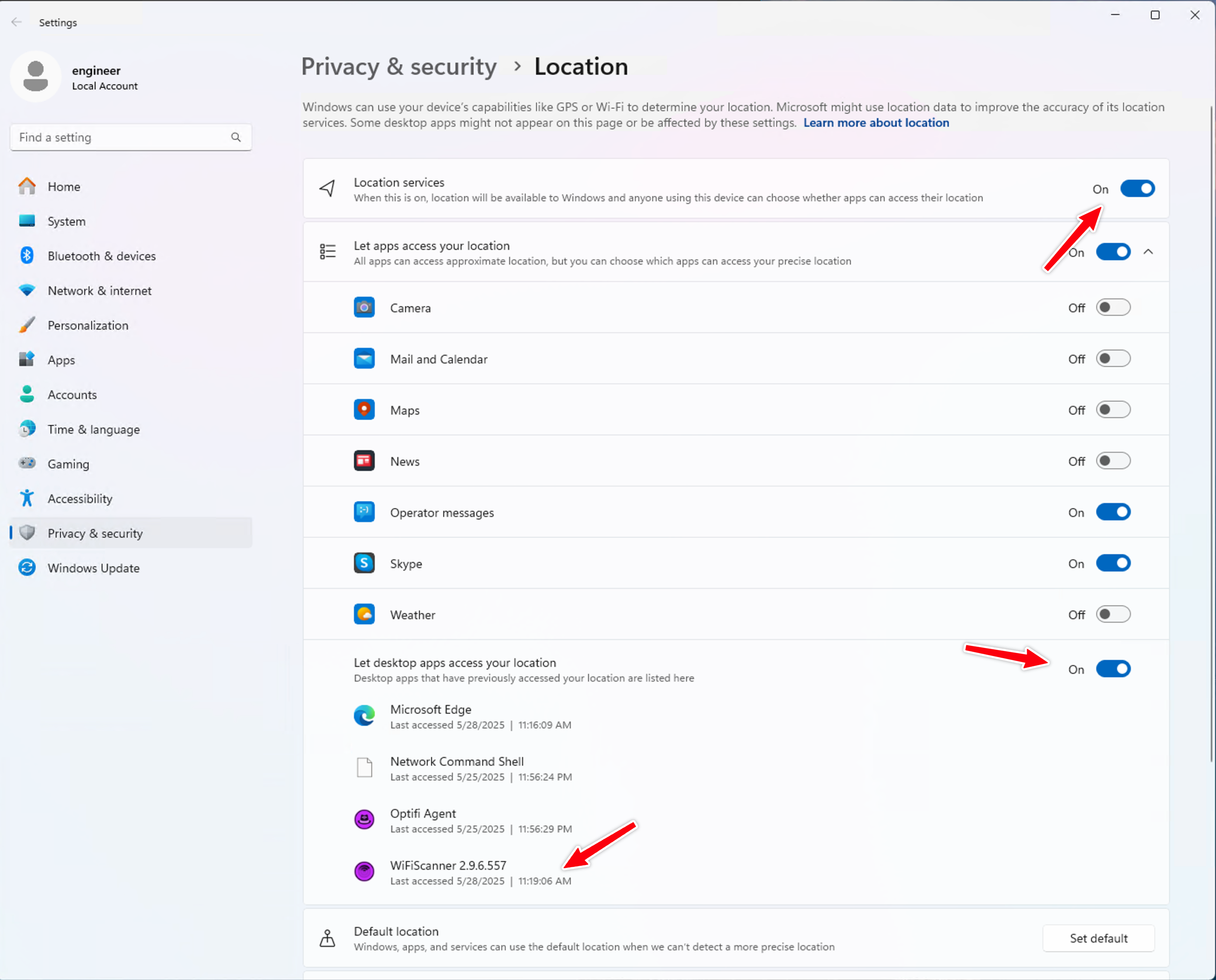 Enable Windows Location Services